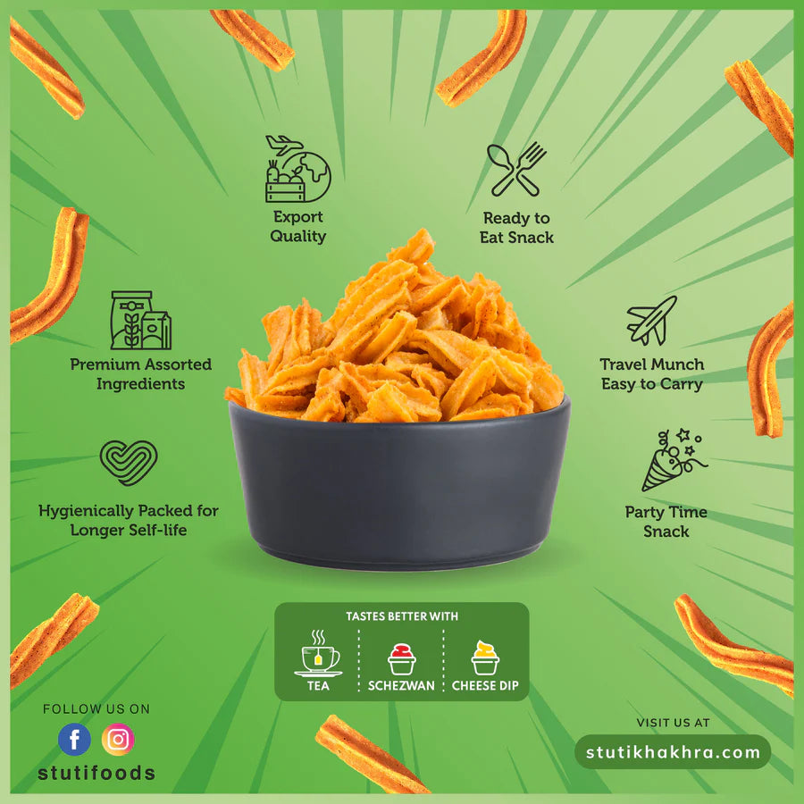 Stuti Schezwan Soya Sticks | Spicy & Crispy Snack | 200g Pack