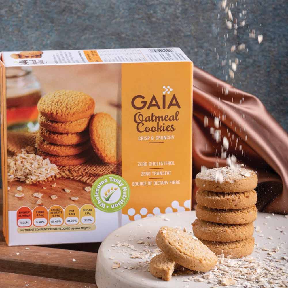Gaia Oatmeal Cookies (400g) | High Fiber Whole Wheat & Oats Healthy Snack