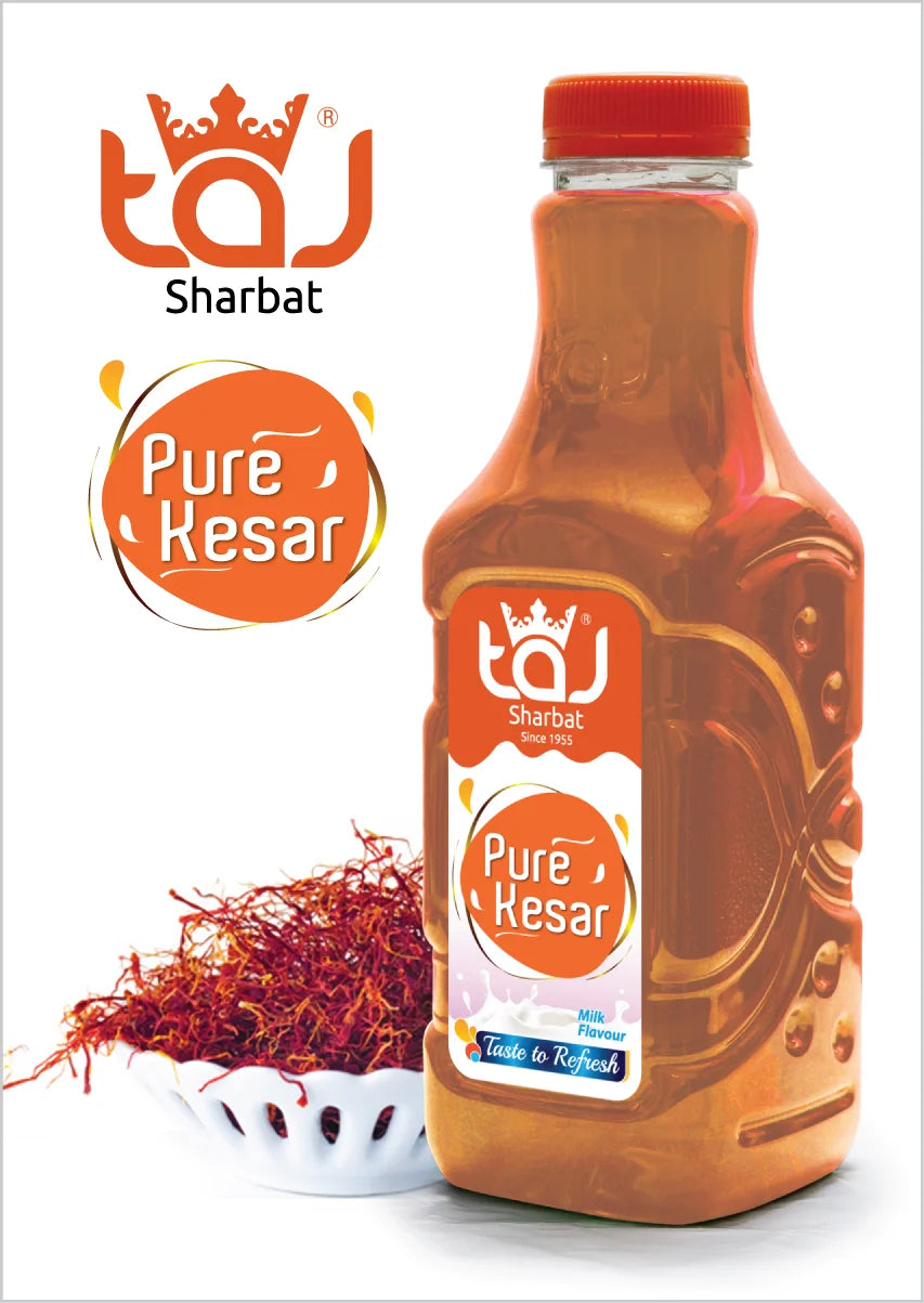 Taj Pure Kesar Sharbat 750 ml | Premium Saffron Refreshing Drink